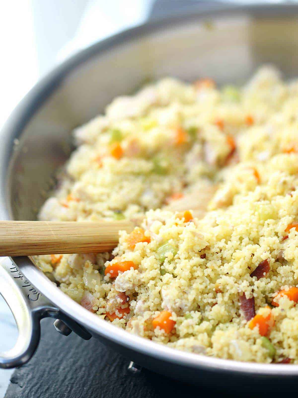 One Pot Chicken Bacon Couscous - Only 1 dirty dish!