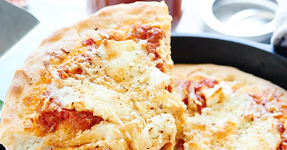 Cheese Pizza Recipe - Skillet Pizza w/ 4 Cheeses