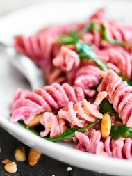 Beet Pasta Recipe - with Lemon, Goat Cheese, and Toasted Pine Nuts!