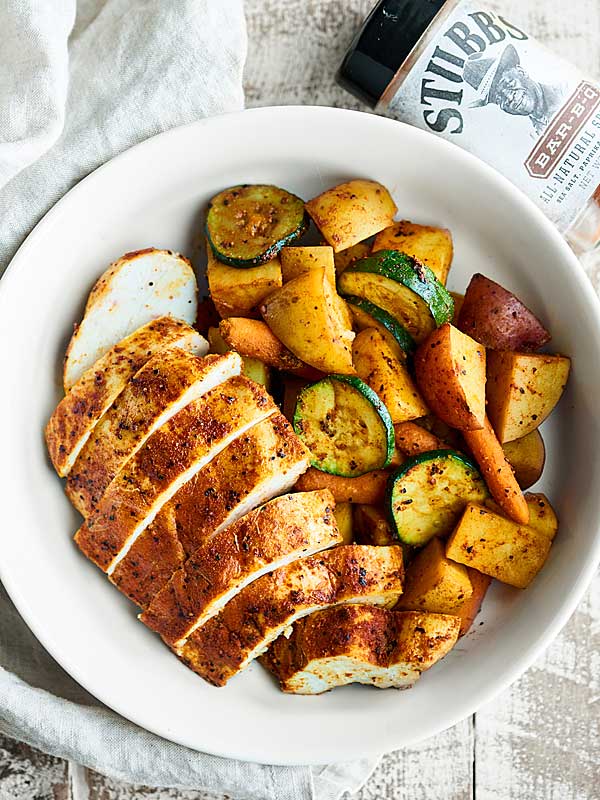 Chicken and Vegetable Foil Packets - w/ BBQ Spice Rub