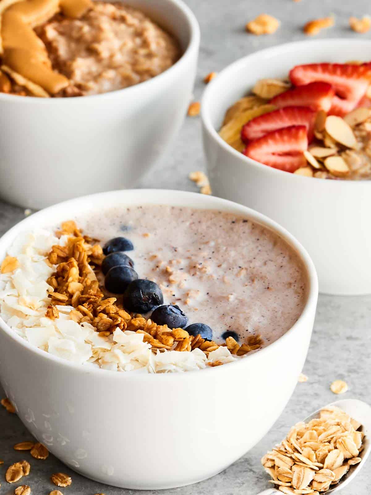 Overnight Oats Recipe 3 Ways - PB, Blueberry, & Strawberry