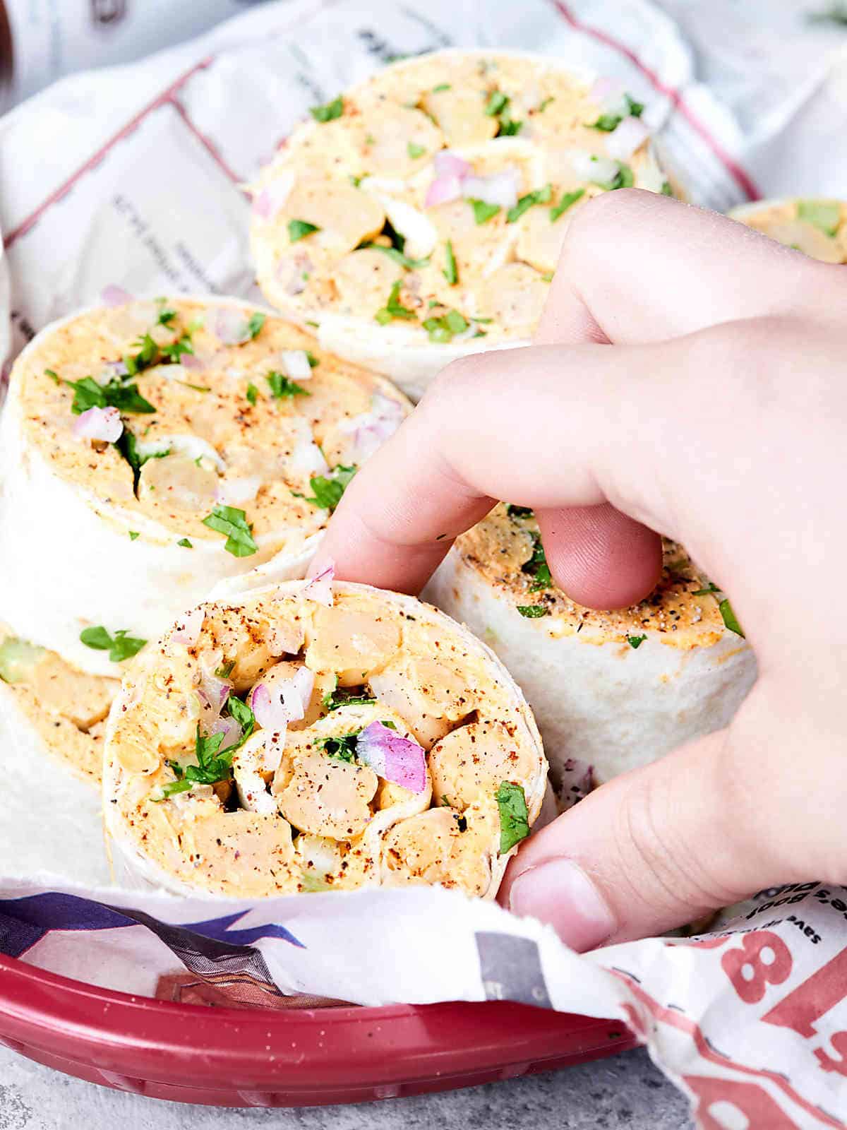 BBQ Chickpea Pinwheels Recipe - Vegetarian Tailgating Snack