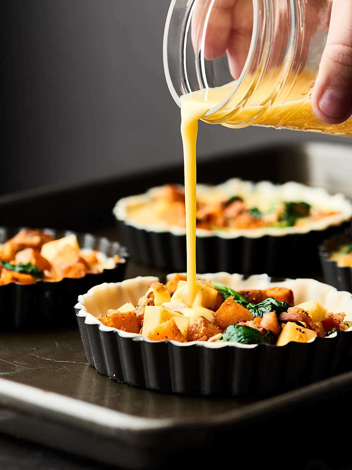 Easy Cheesy Bacon Breakfast Tart Recipe - w/ Sweet Potatoes & Spinach