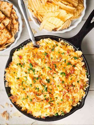 Mashed Potato Chip Dip - Baked Mashed Potatoes w/ Potato Chips