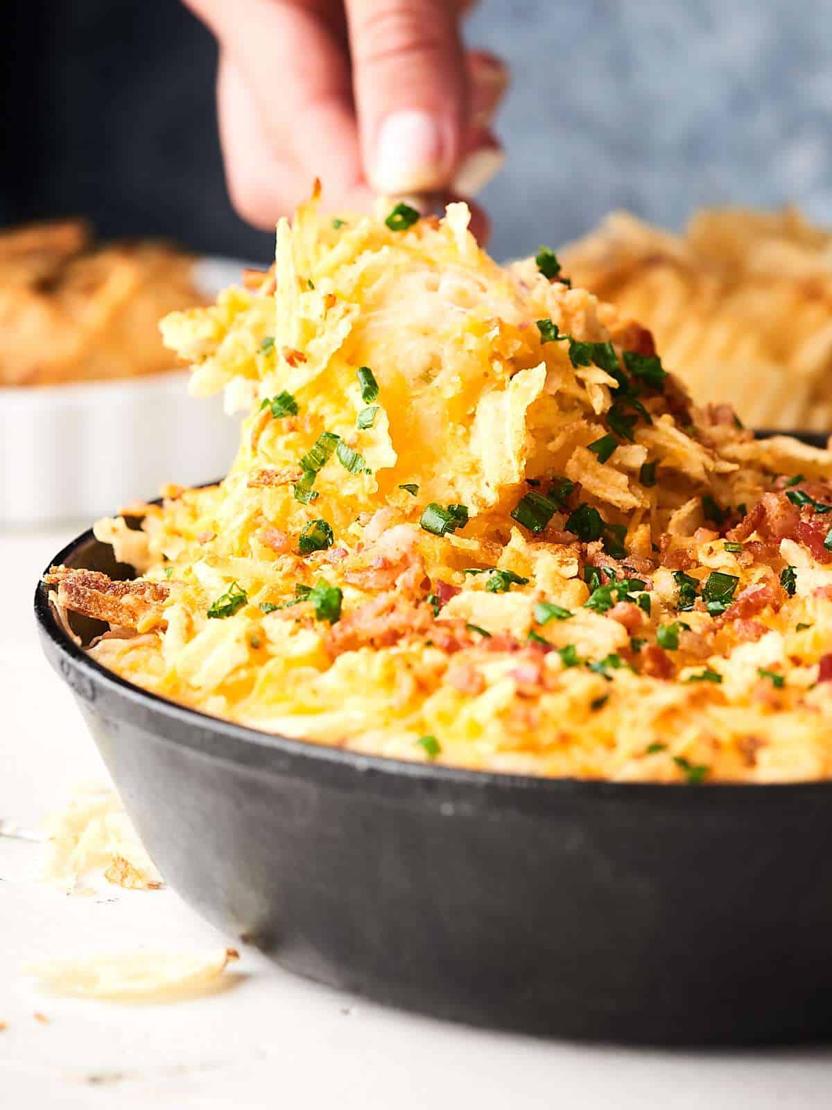 Mashed Potato Chip Dip - Baked Mashed Potatoes w/ Potato Chips