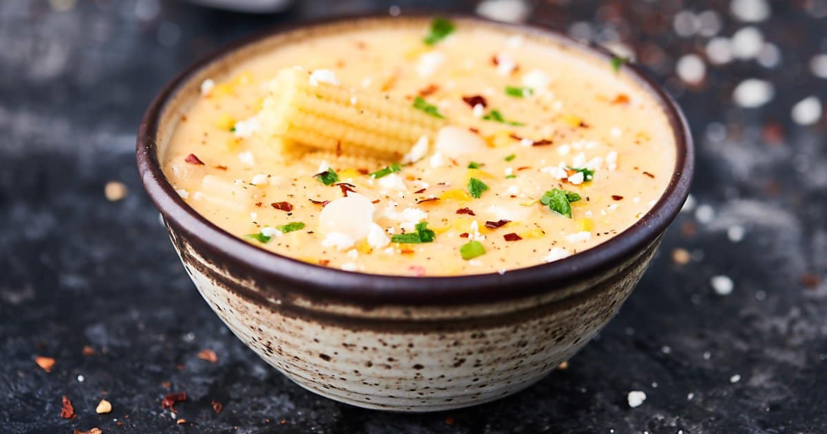 Easy Cheesy Corn Chowder Recipe - w/ Cream Cheese & White Cheddar