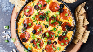 Pizza Dip Recipe - with Supreme Pizza Toppings & 4 Kinds of Cheese