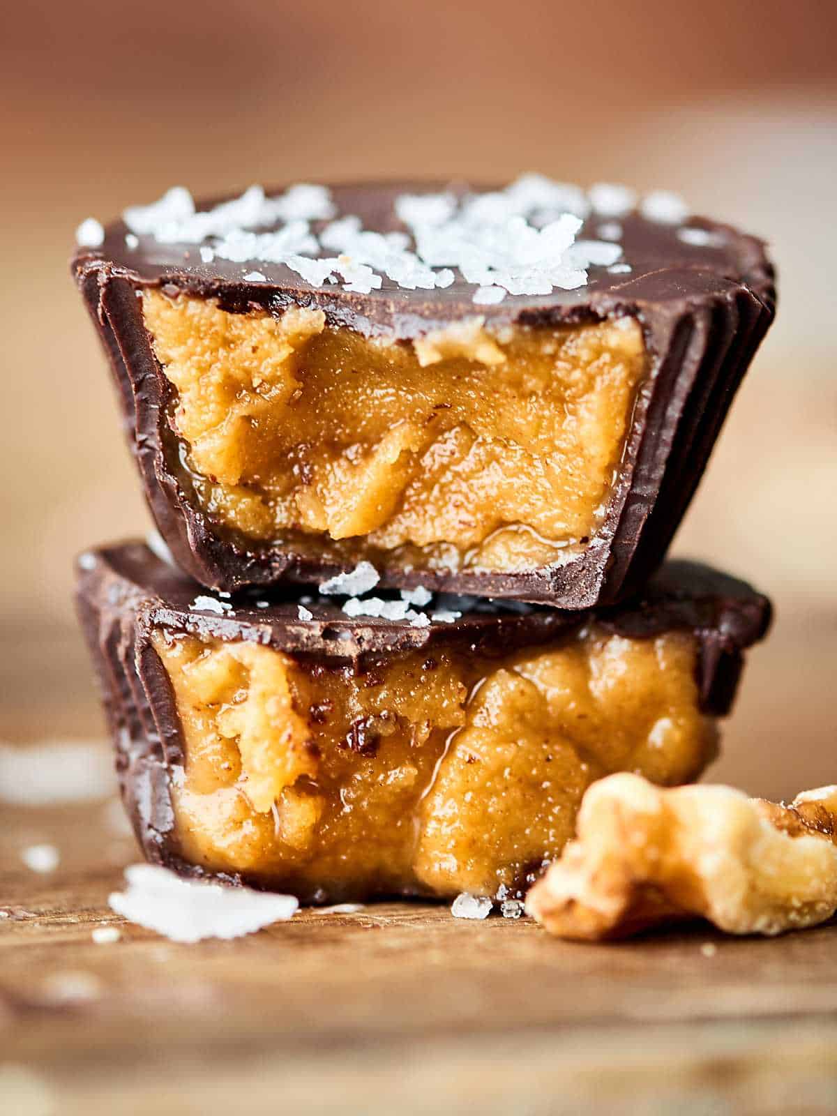 Dark Chocolate Walnut Butter Cups Recipe - w/ Maple Syrup & EVOO