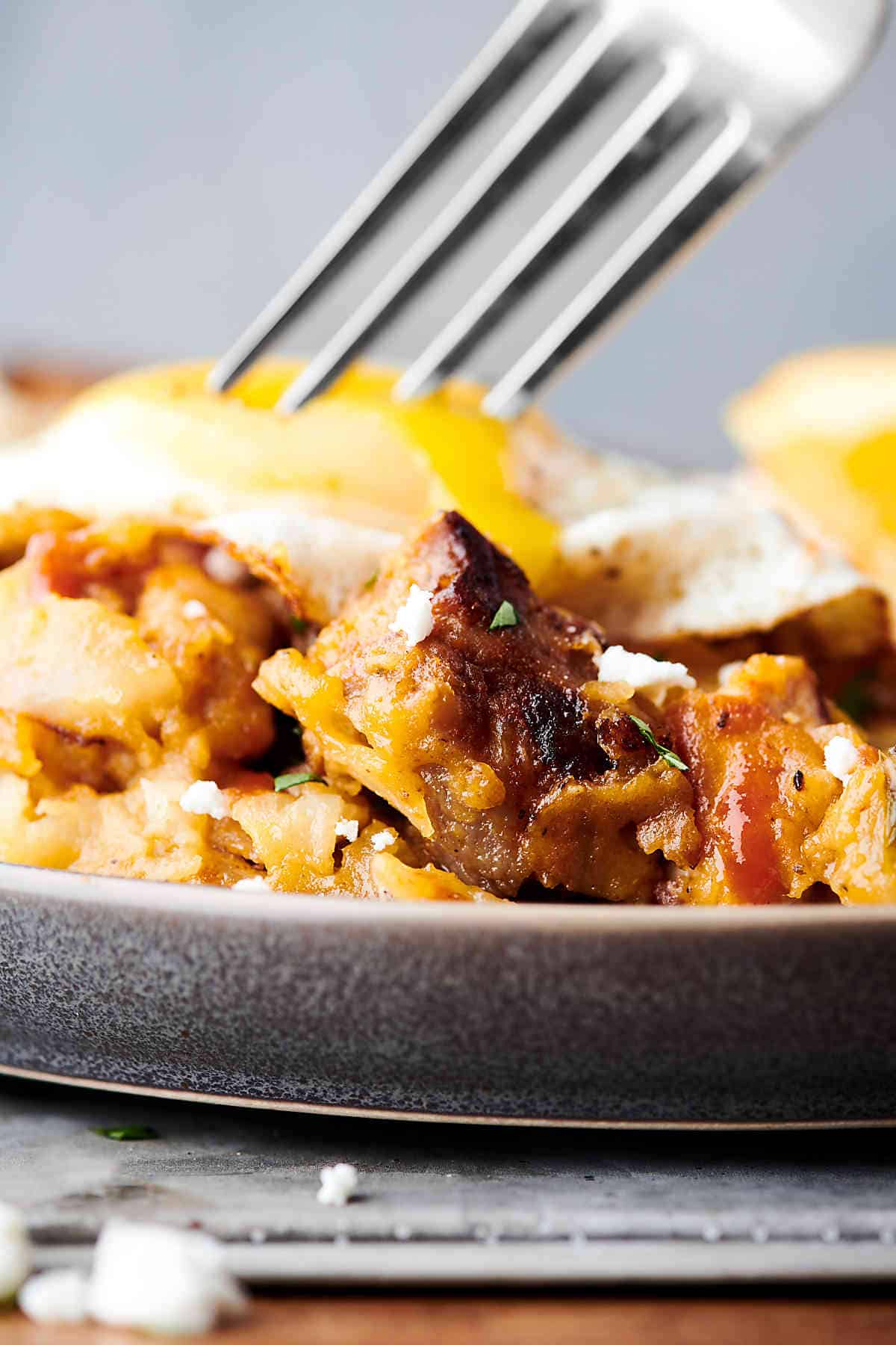 Cheesy Pork and Potato Breakfast Skillet Recipe - Show Me the Yummy