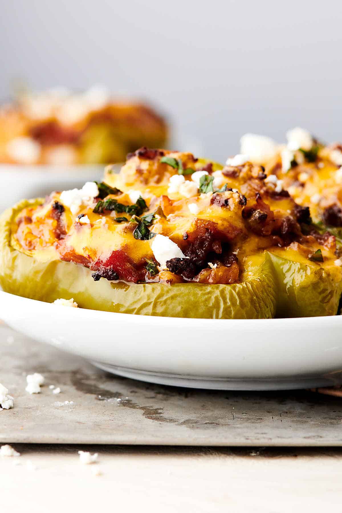 Cheesy Stuffed Peppers Recipe - w/ Beef, Rice, & Cheese