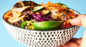 Grilled Pork Spring Roll Bowls Recipe - w/ Veggies, Herbs & Peanut Sauce