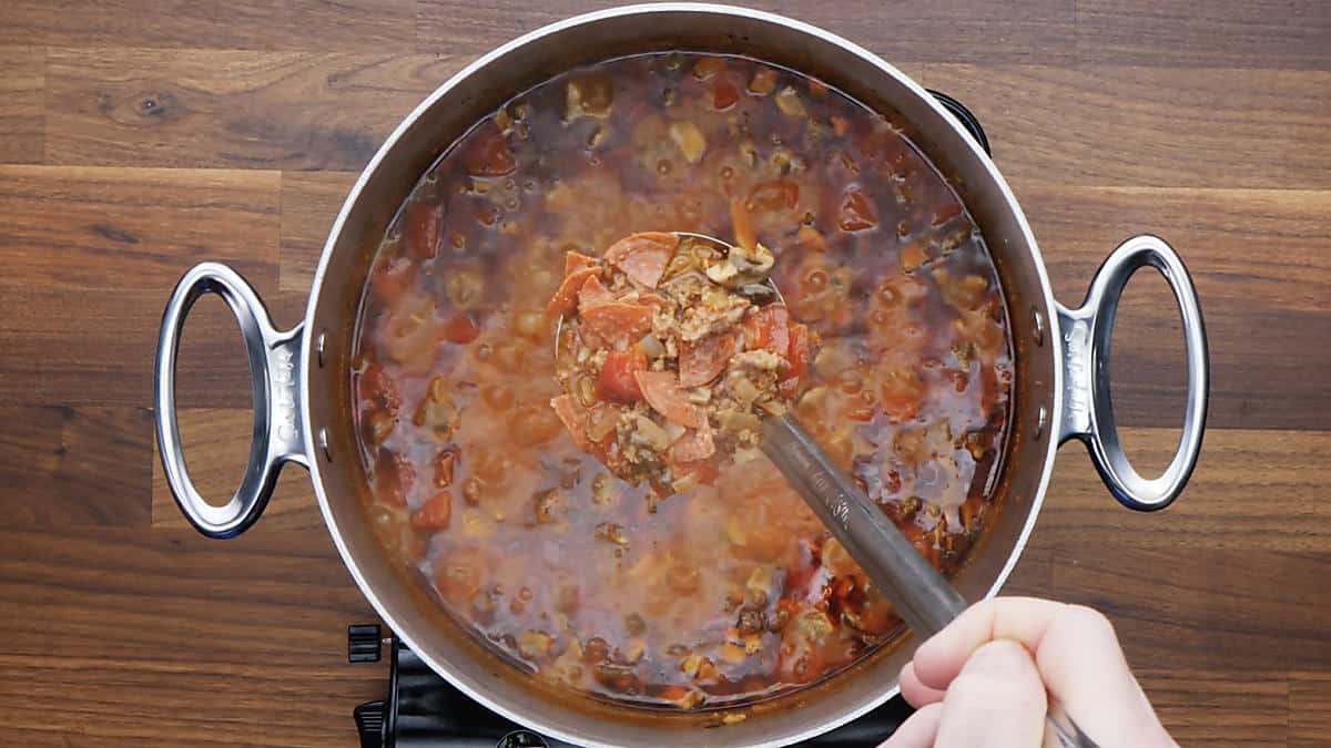 Pizza Soup - Supreme Pizza in a Bowl - Hearty and Cheesy!