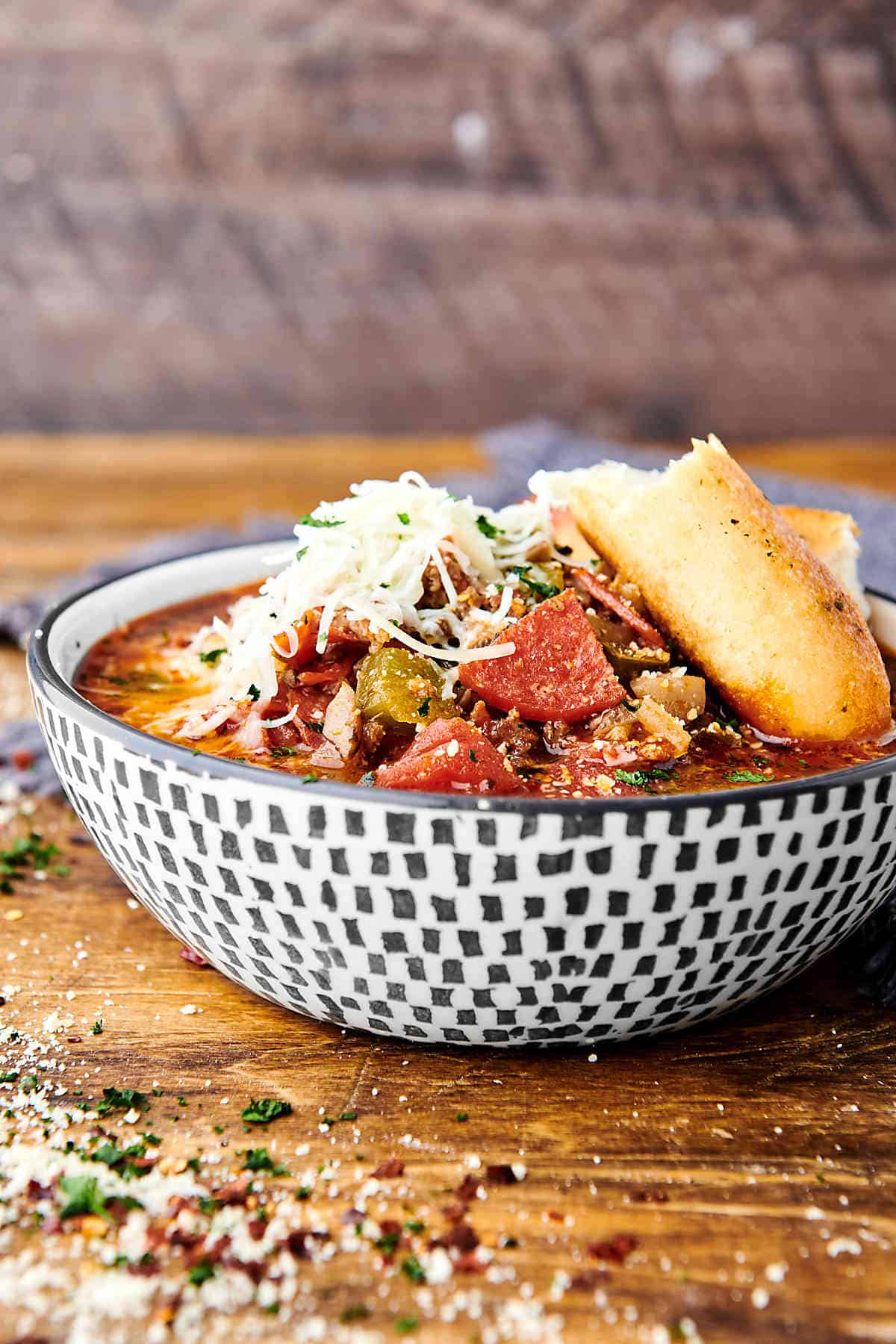 Pizza Soup - Supreme Pizza in a Bowl - Hearty and Cheesy!