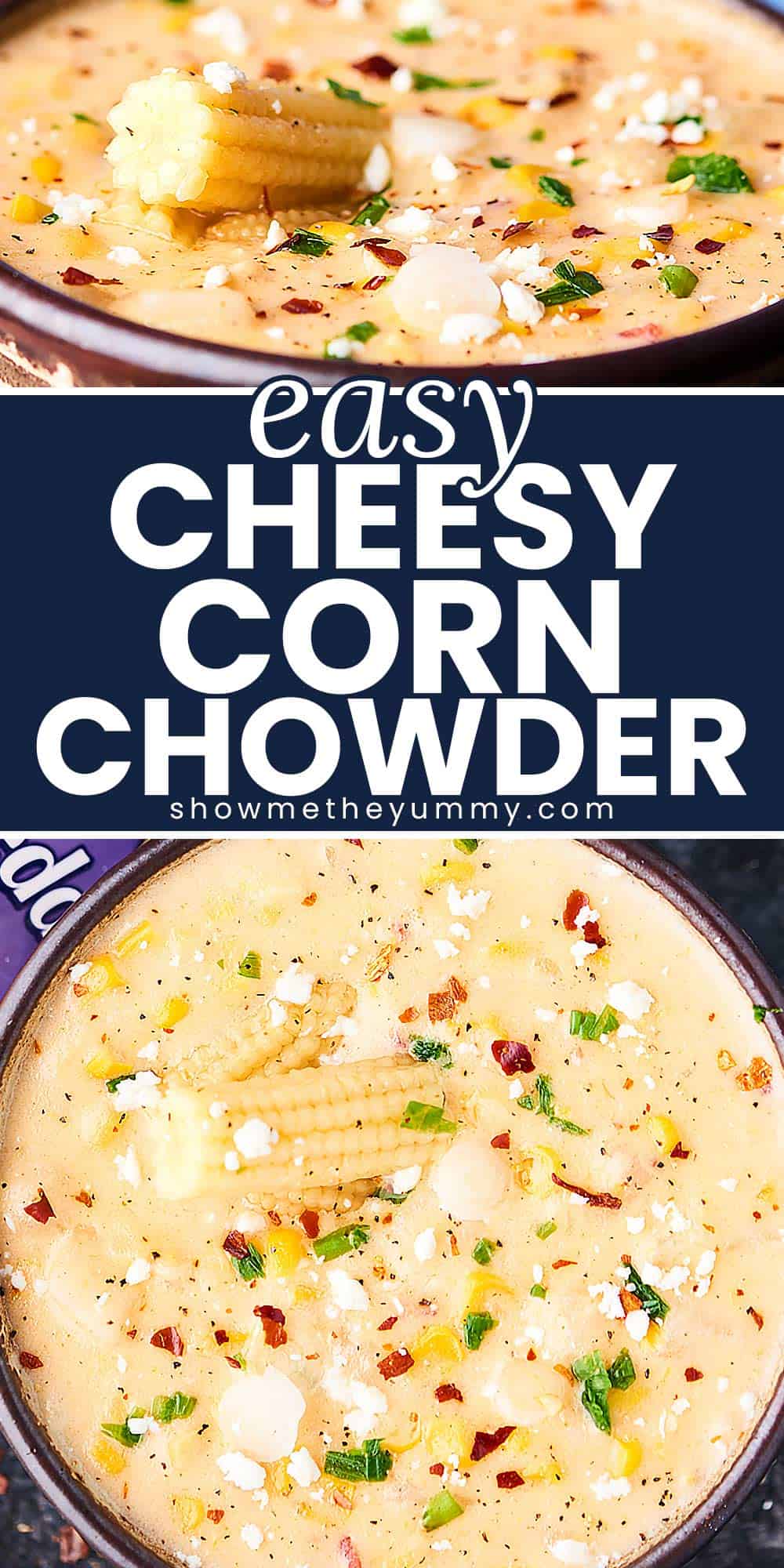 Easy Cheesy Corn Chowder Recipe - w/ Cream Cheese & White Cheddar